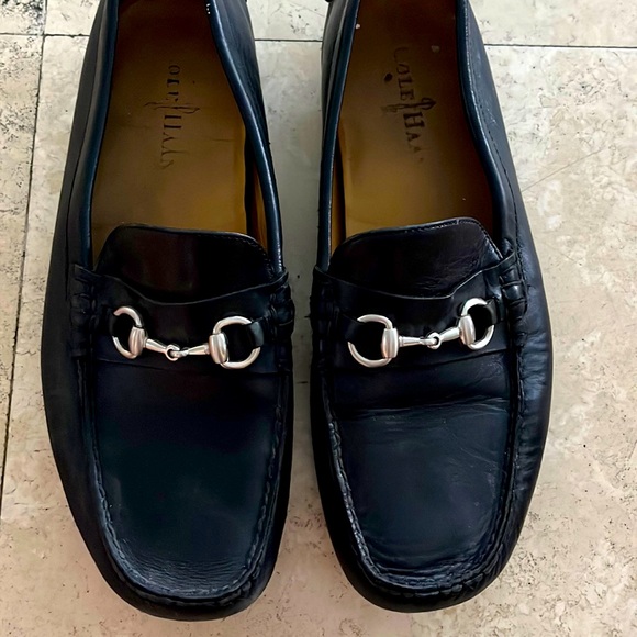 Shoes | Cole Haan Black Drivers Loafers Silver Bit | Poshmark
